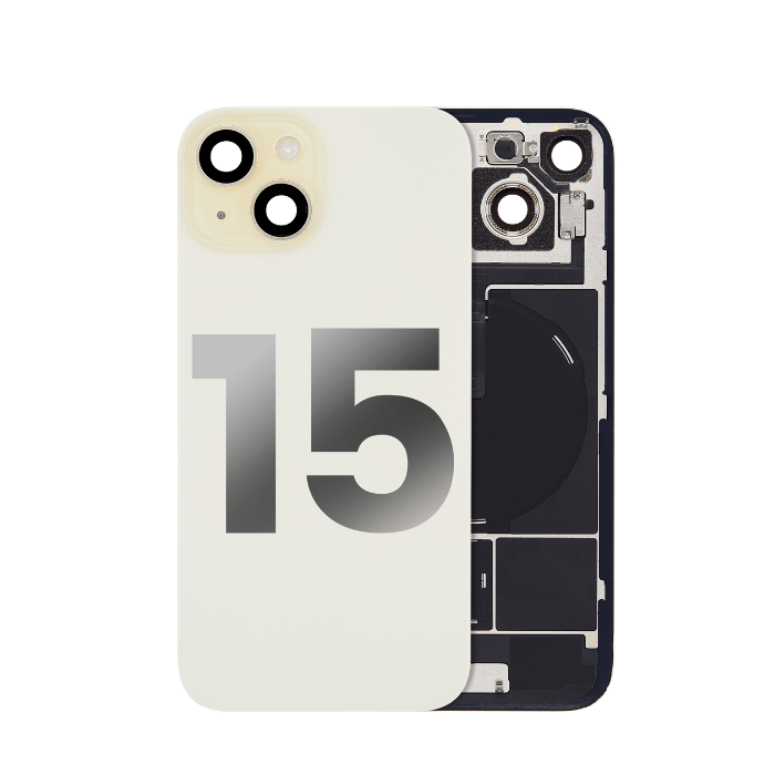 iPhone 15 / Back Glass with Camera Lens / (With Logo) / Full Flex / Ye ...